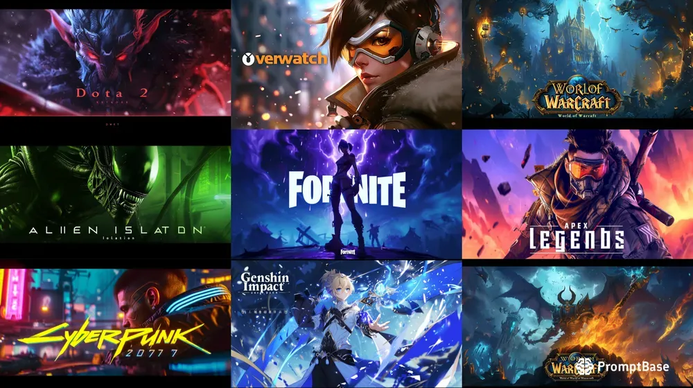 YouTube Thumbnails Gaming Designs Midjourney Prompt | PromptBase