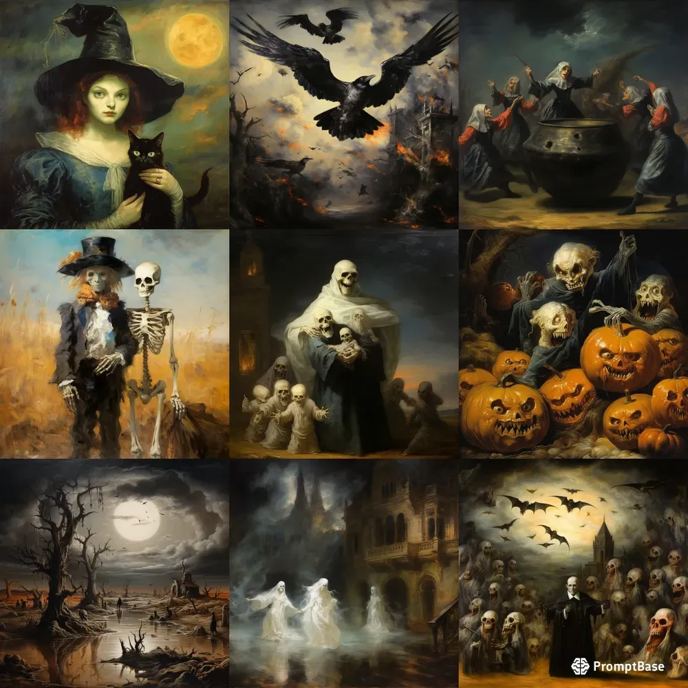 Goya-bosch Horror Halloween Oil Painting Midjourney Prompt | PromptBase