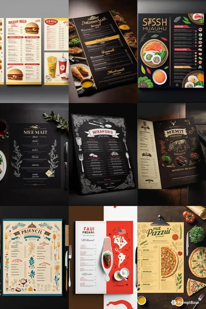 Menu Templates Midjourney Prompt | PromptBase