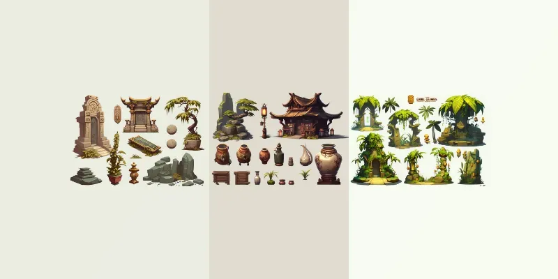 2D Game Assets Level Design Midjourney Prompt | PromptBase