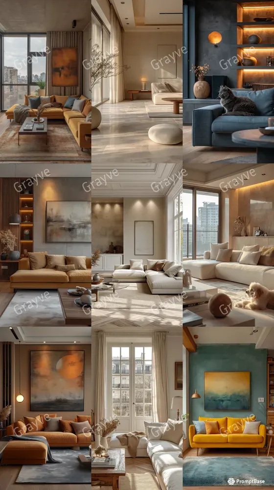 Realism Living Room Interiors Midjourney Prompt | PromptBase