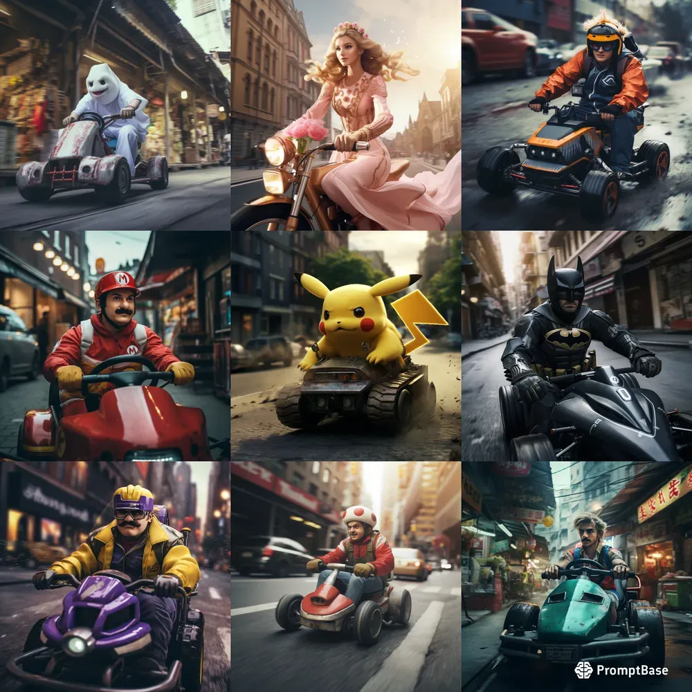 Mario Kart In Movies Make New Character Midjourney Prompt | PromptBase