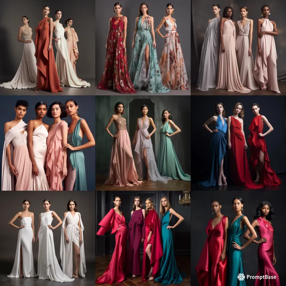 Stunning Dresses Fashion Photoshoots Midjourney Prompt | PromptBase