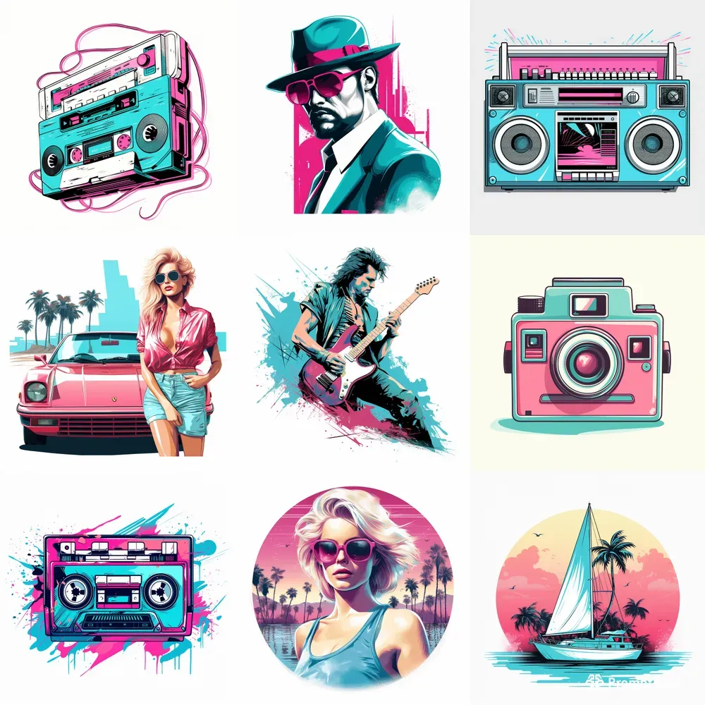 80s Style Prints Tshirts Midjourney Prompt | PromptBase
