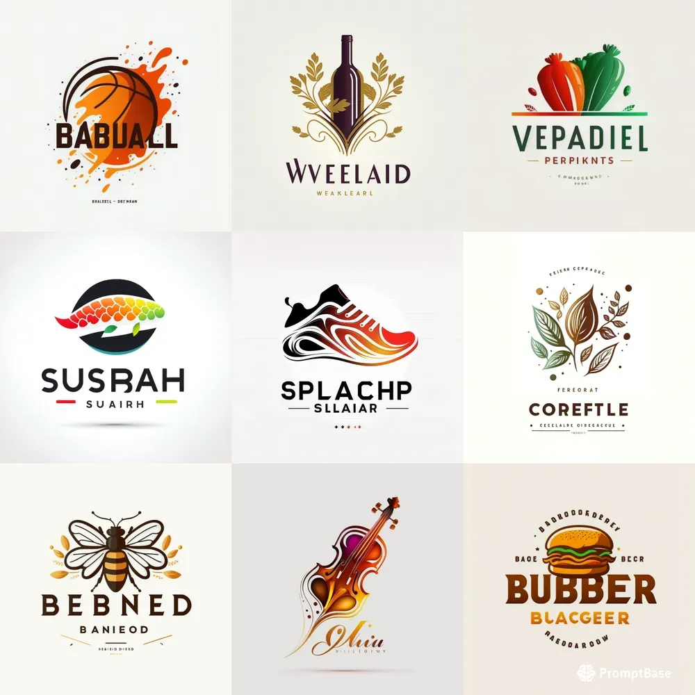 Colorful Modern Logos For Any Brand Midjourney Prompt | PromptBase