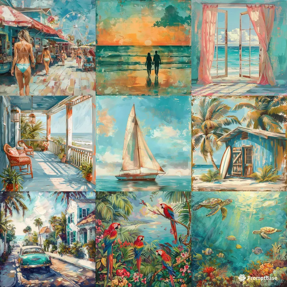 Vintage Summer Wall Art Midjourney Prompt | PromptBase