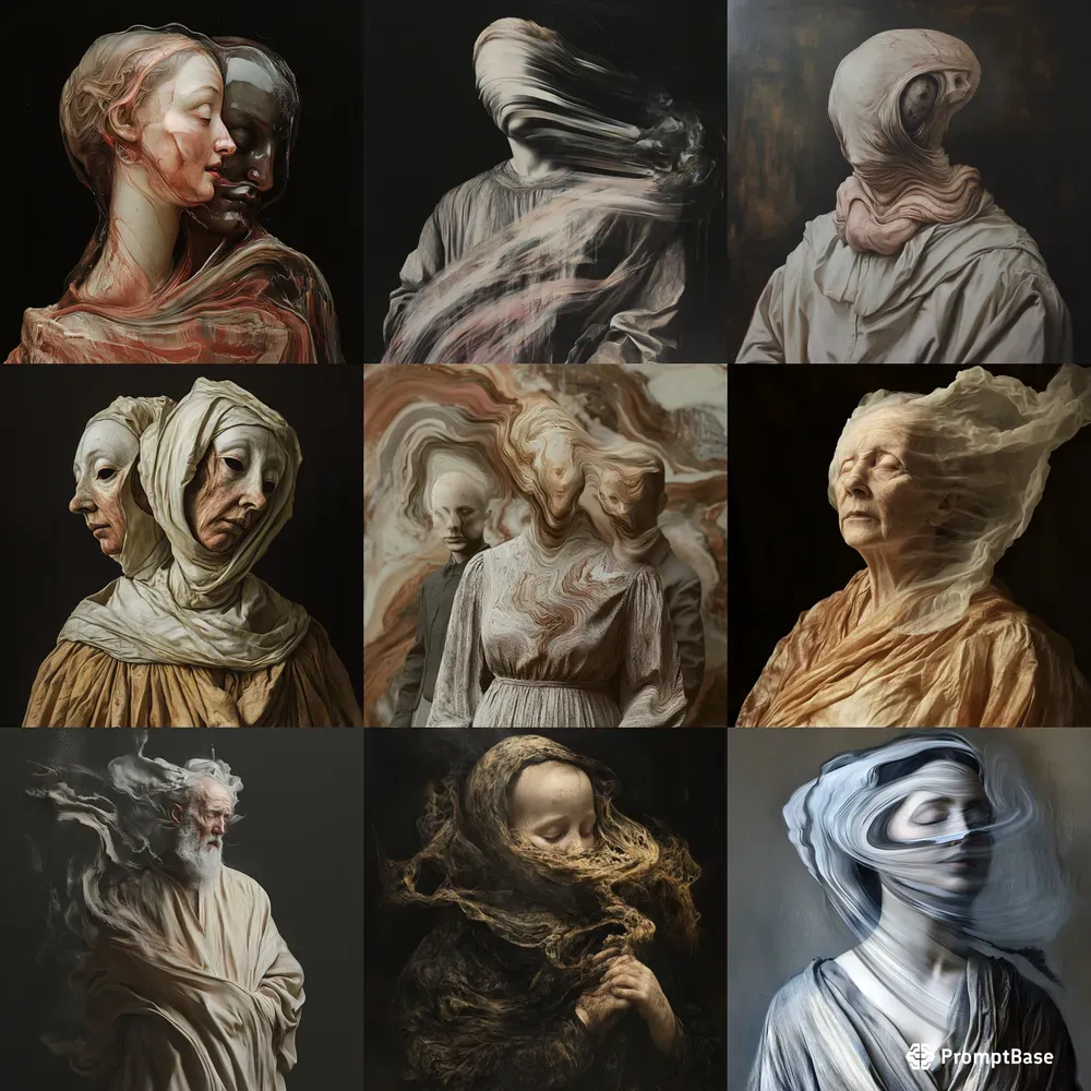 Distorted Renaissance Portraits Midjourney Prompt | PromptBase