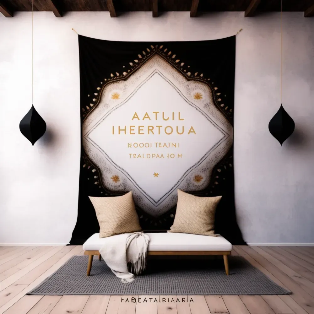 Tapestry Mockup Interior Design Photos Midjourney Prompt | PromptBase