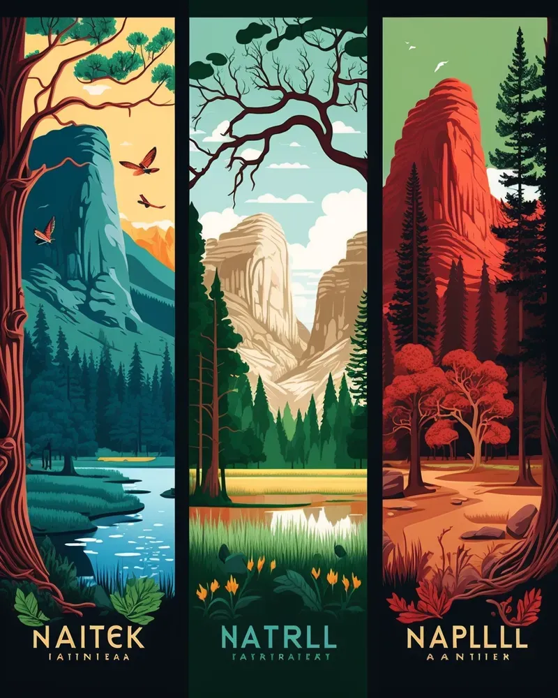 Triple Split Screen Design Illustrations Midjourney Prompt | PromptBase