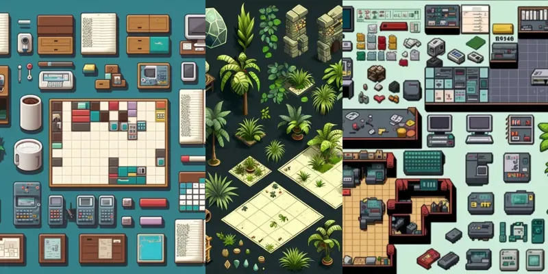 Illustrated Tileset Sprite Sheet Art Midjourney Prompt | PromptBase