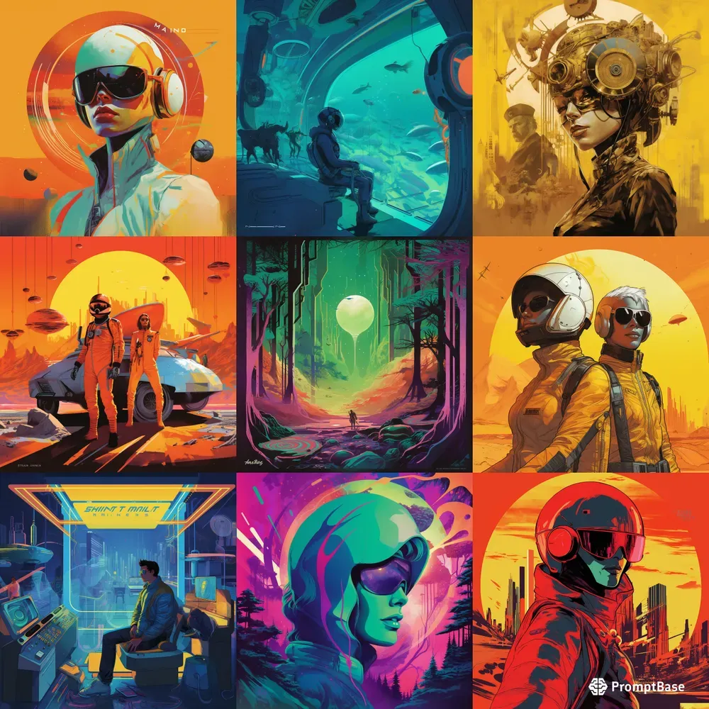 Retro Futuristic Album Covers Midjourney Prompt | PromptBase