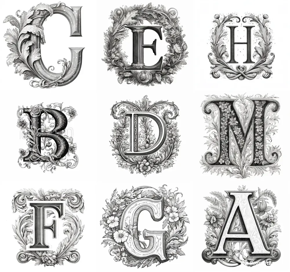 Classic Monogram Designs Midjourney Prompt | PromptBase