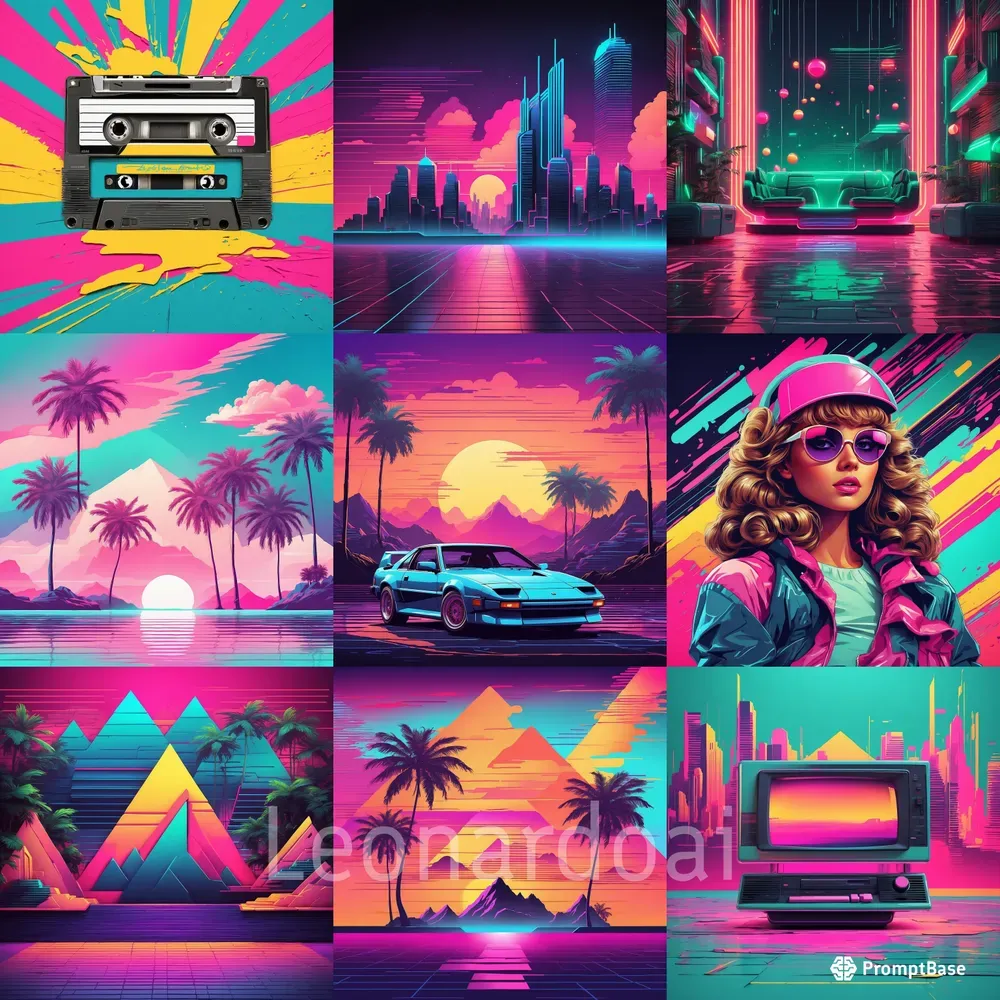 80s Retro Vibes Backgrounds Leonardo Ai Prompt | PromptBase