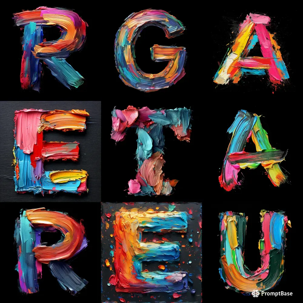 Colorful Brush Letters Midjourney Prompt | PromptBase
