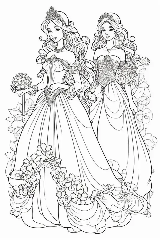 Princess Cartoon Coloring Book Pages Midjourney Prompt | PromptBase