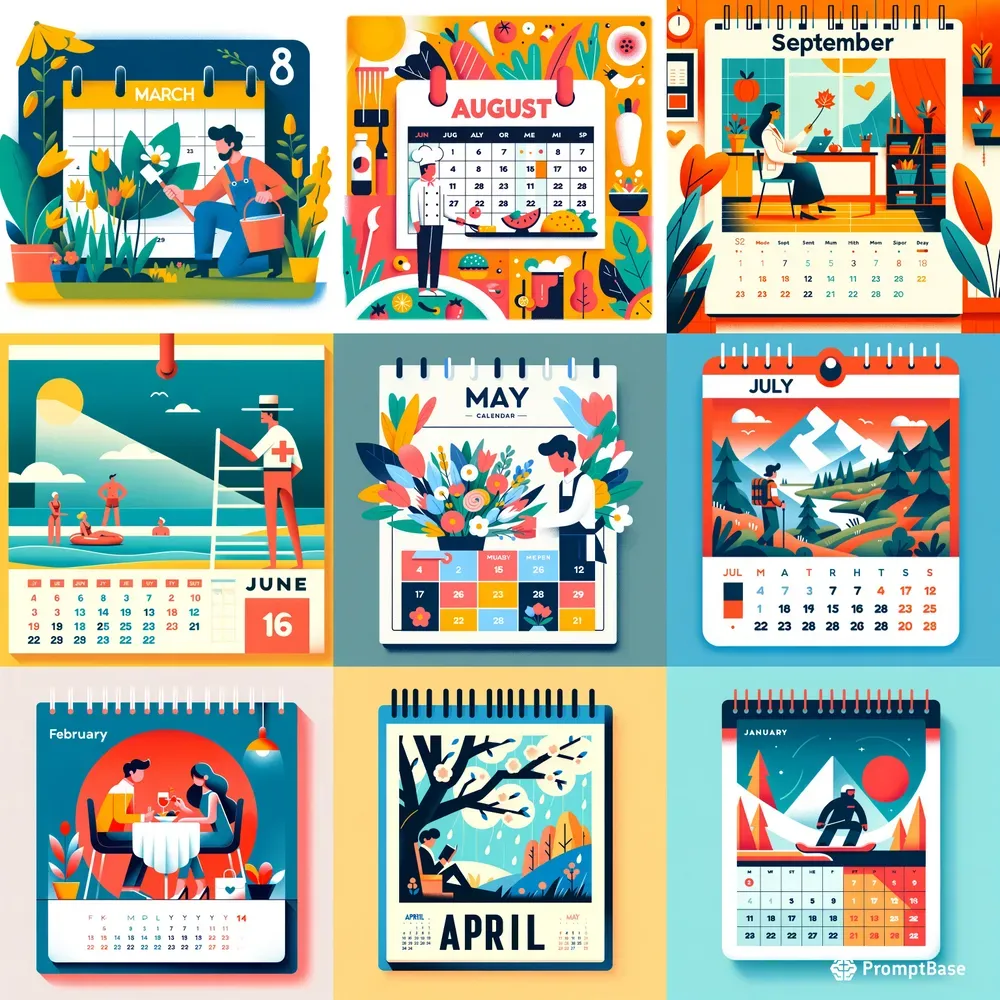 Vector Flat Calendars DALL·E Prompt | PromptBase