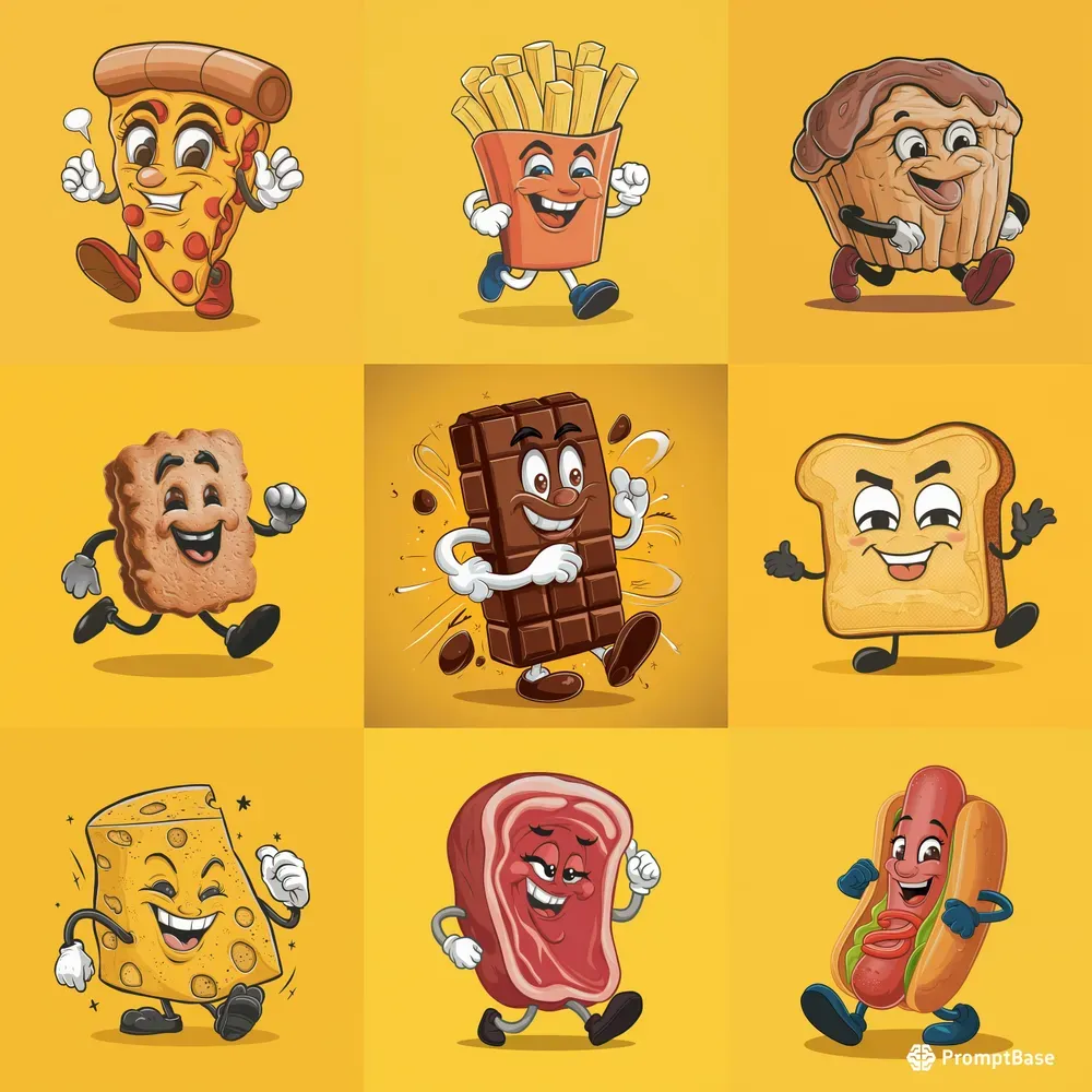 Playful Food Characters DALL·E Prompt | PromptBase