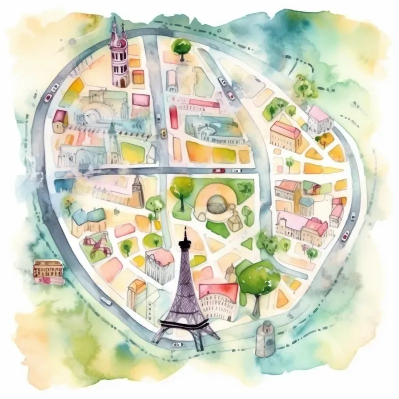 Watercolor Maps For Various Landmarks Midjourney Prompt | PromptBase