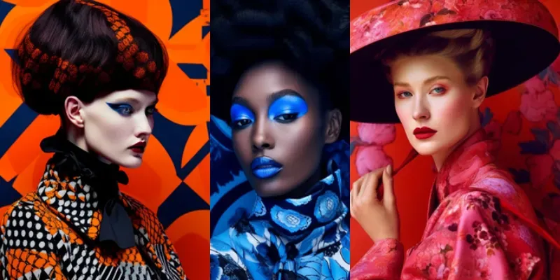 Bold And Colorful Fashion Model Shots Midjourney Prompt | PromptBase