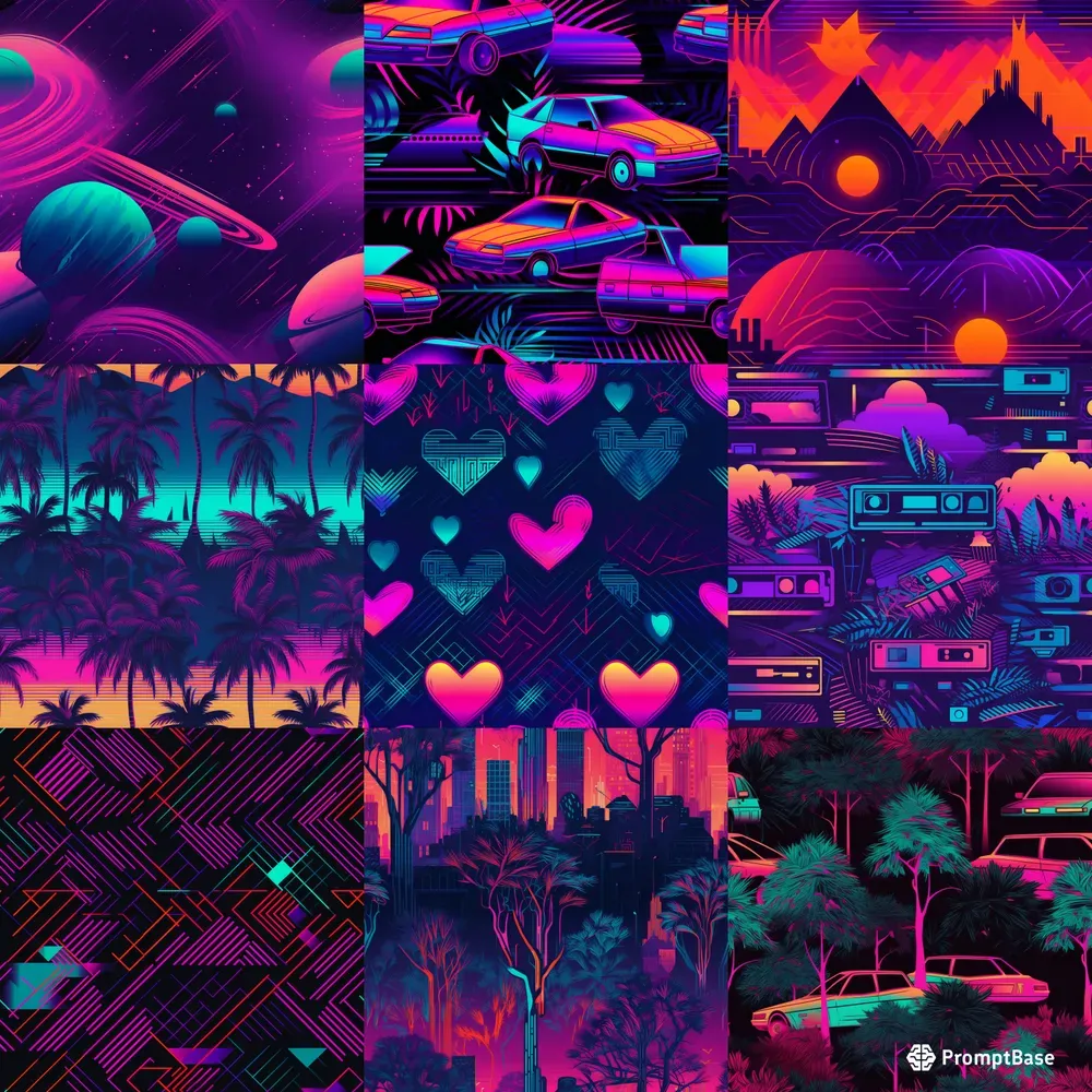 Synthwave Seamless Patterns Midjourney Prompt | PromptBase