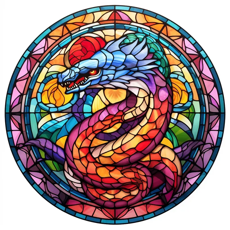 Stained Glass Mythical Creatures Midjourney Prompt | PromptBase