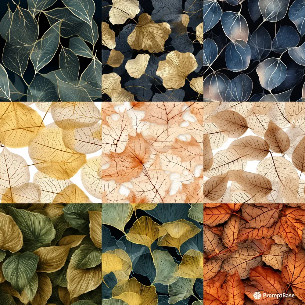 Elegant Endless Any Tree Leaves Patterns Midjourney Prompt | PromptBase