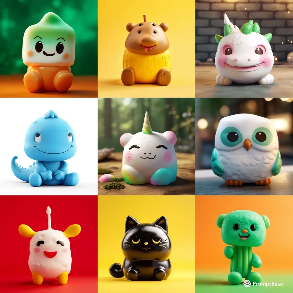 Super Cute Squishy Toys Characters Icons Midjourney Prompt | PromptBase