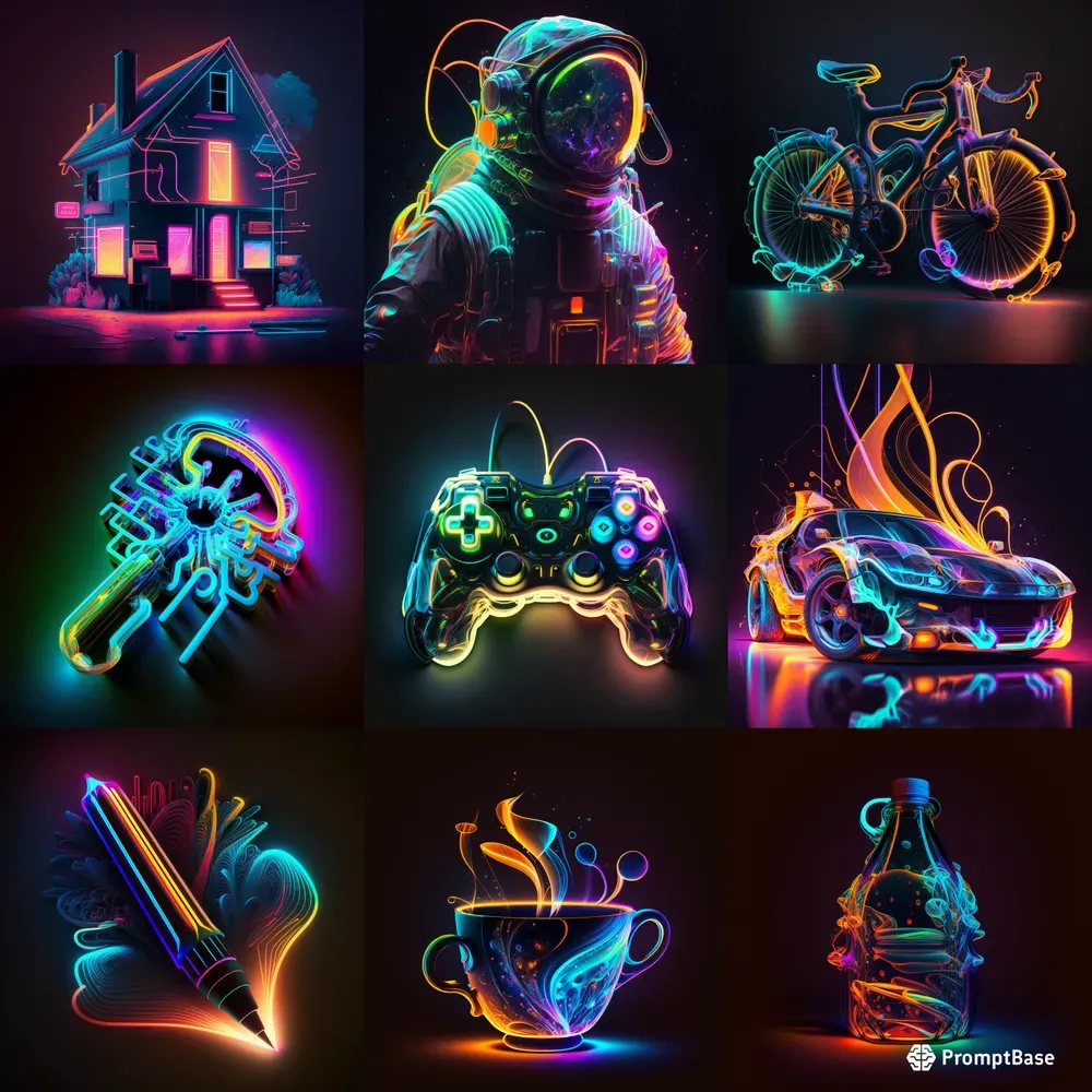 Electric Neon Subjects Midjourney Prompt | PromptBase