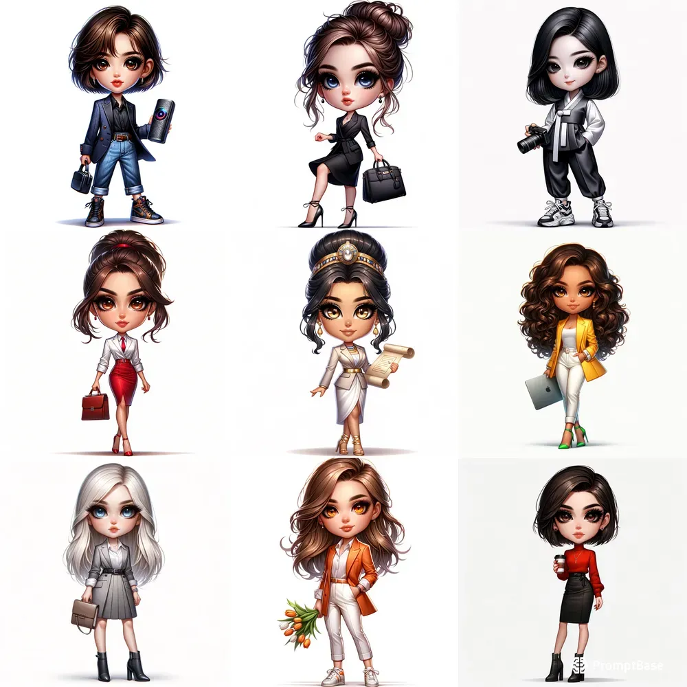 Business Women Chibi Cliparts DALL·E Prompt | PromptBase