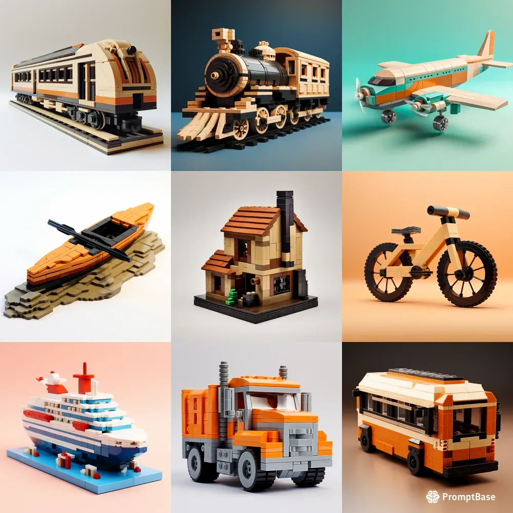 Lego Bricks Transportation Midjourney Prompt | PromptBase
