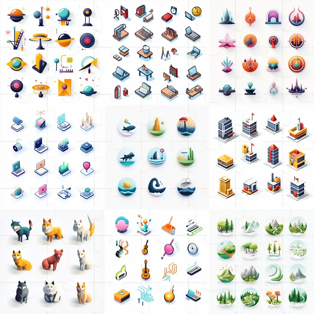 Sleek Icon Sets Midjourney Prompt | PromptBase