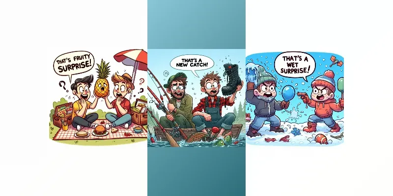 Humorous Double Character Illustrations DALL·E Prompt | PromptBase