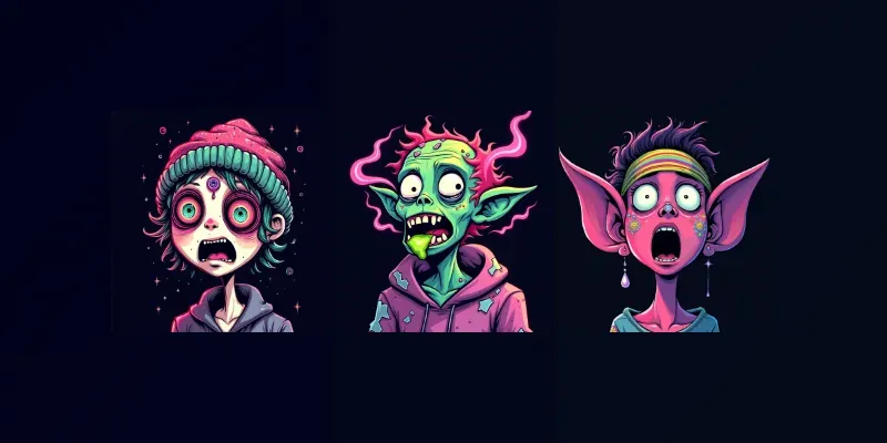Trippy Psychedelic Cartoon Characters Generator App | PromptBase