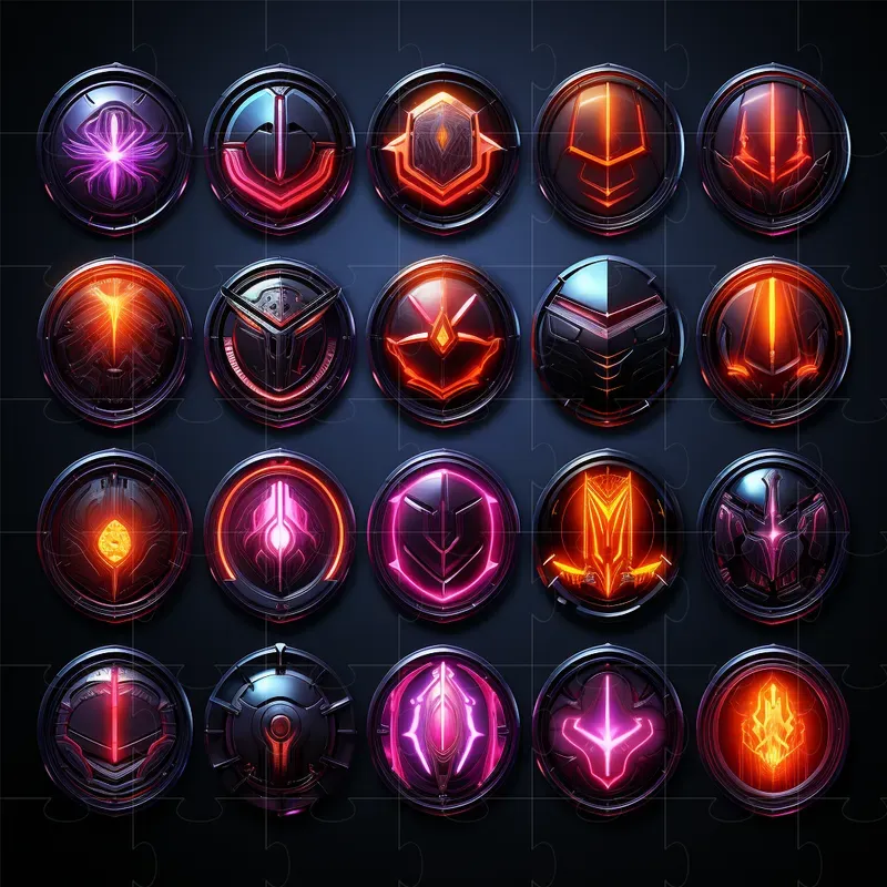 Neon Game Asset Icons Midjourney Prompt | PromptBase
