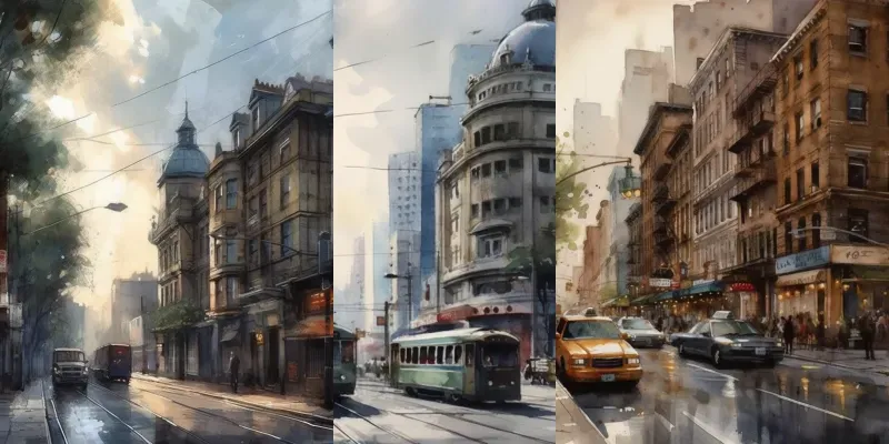 Edward Hopper Watercolor Cityscapes Midjourney Prompt | PromptBase