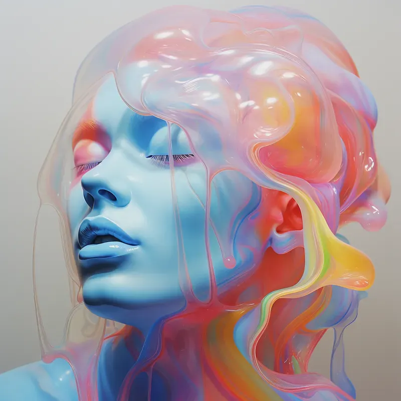 Holographic Fluid Human Portraits Midjourney Prompt | PromptBase