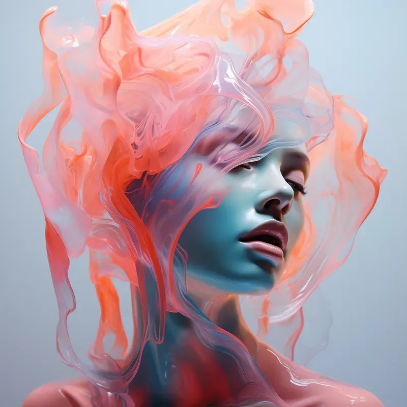 Holographic Fluid Human Portraits Midjourney Prompt | PromptBase