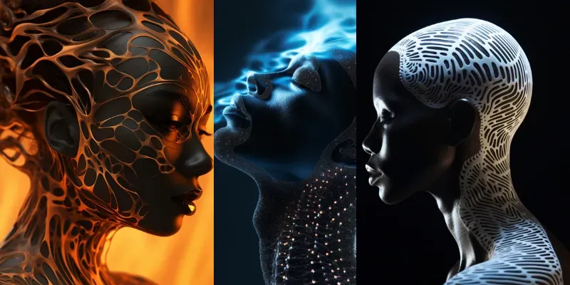 3D Futuristic Cosmic Human Profiles Midjourney Prompt | PromptBase