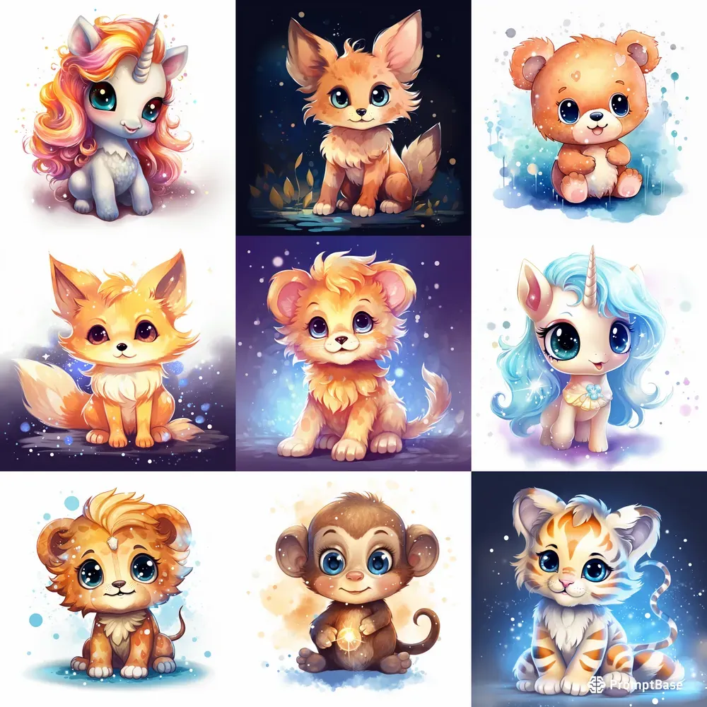 Cute Kawaii Chibi Animals Midjourney Prompt | PromptBase