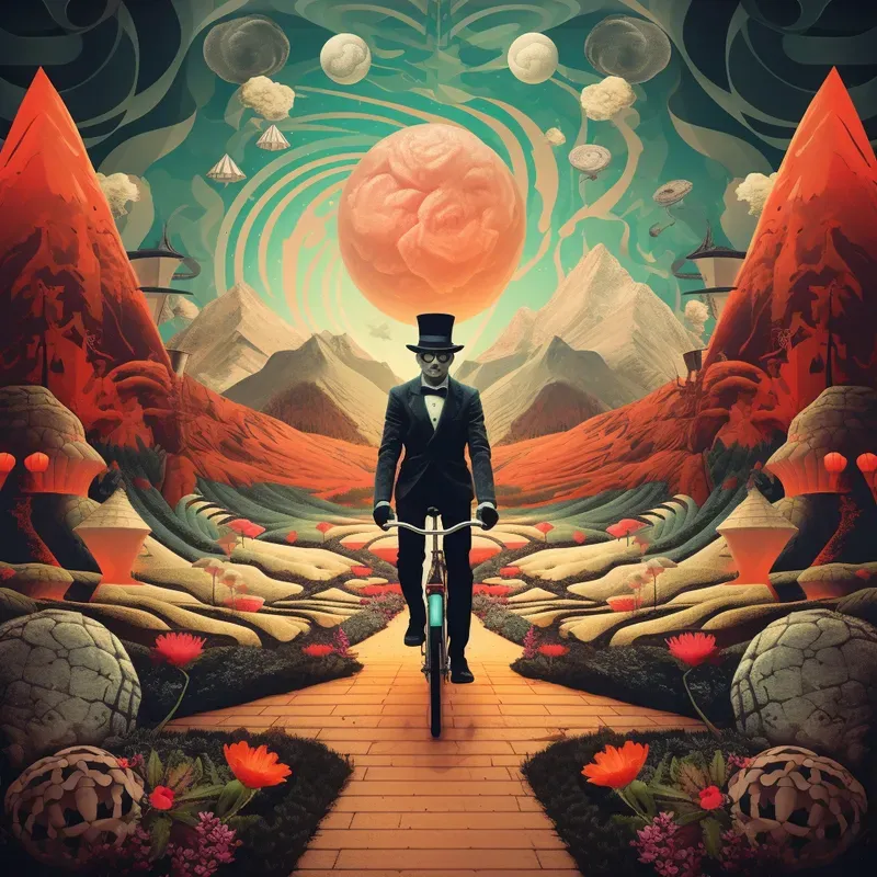 Flat Trippy Valley Albums Midjourney Prompt | PromptBase