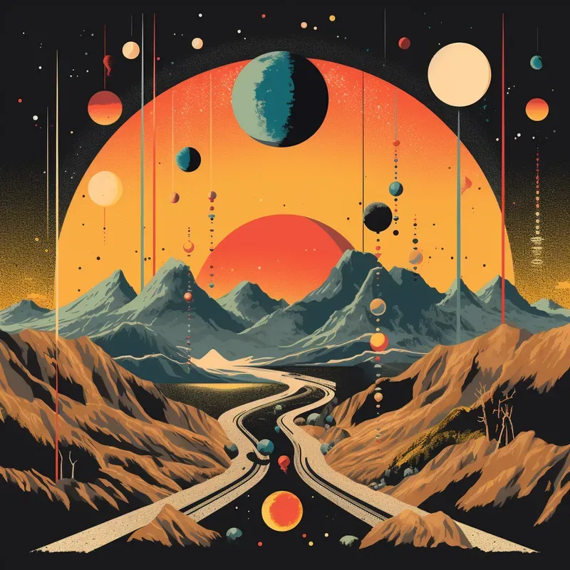 Flat Trippy Valley Albums Midjourney Prompt | PromptBase