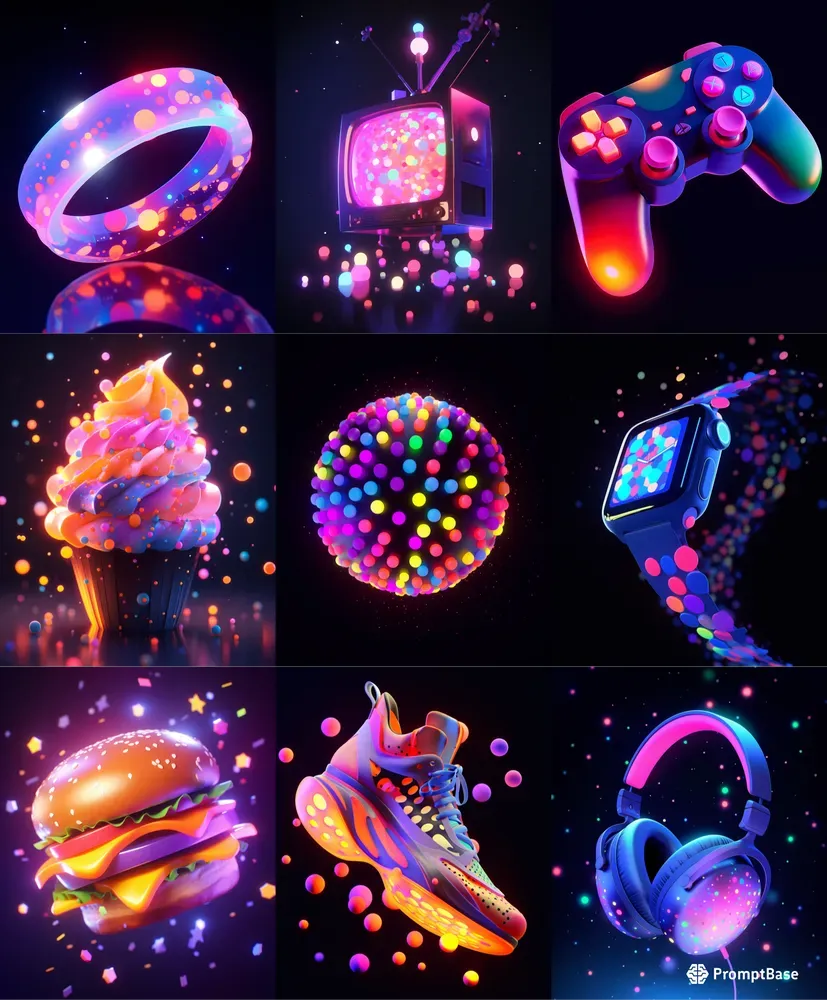 Neon Glowing Objects Midjourney Prompt | PromptBase