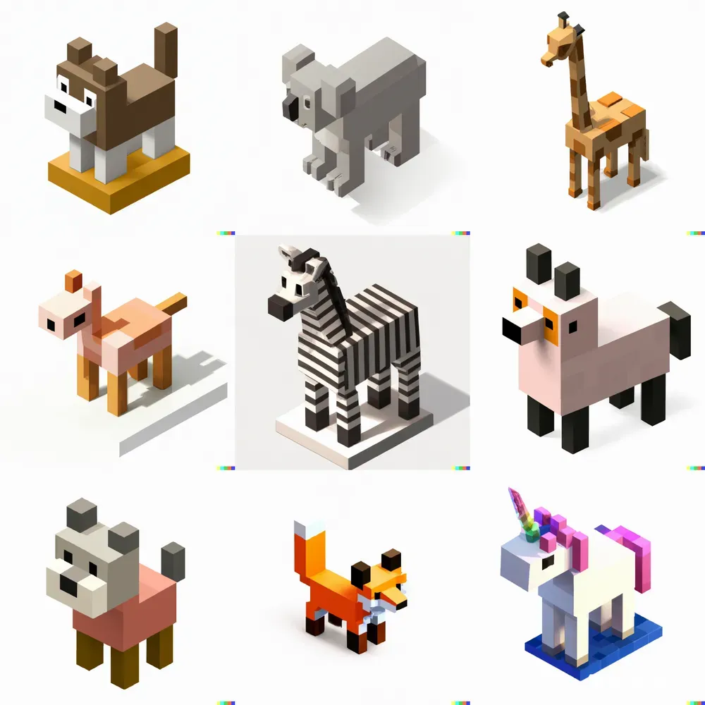 Blocky Animals | Voxel Models | Low Poly DALL·E Prompt | PromptBase