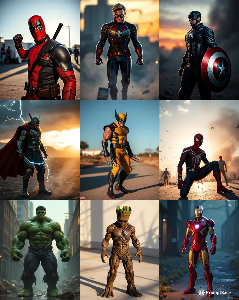 Marvel Heroes FLUX Prompt | PromptBase