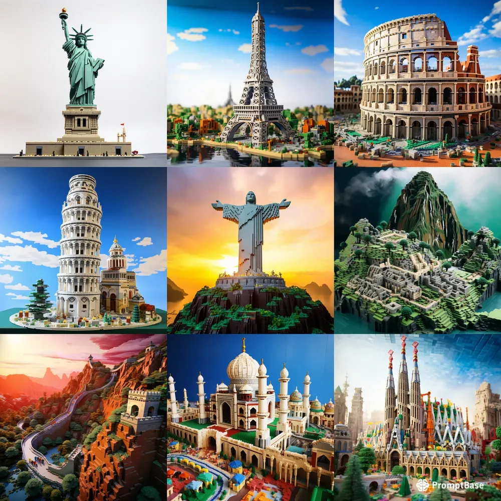 Bricktastic Buildings Lego Architectures Midjourney Prompt | PromptBase