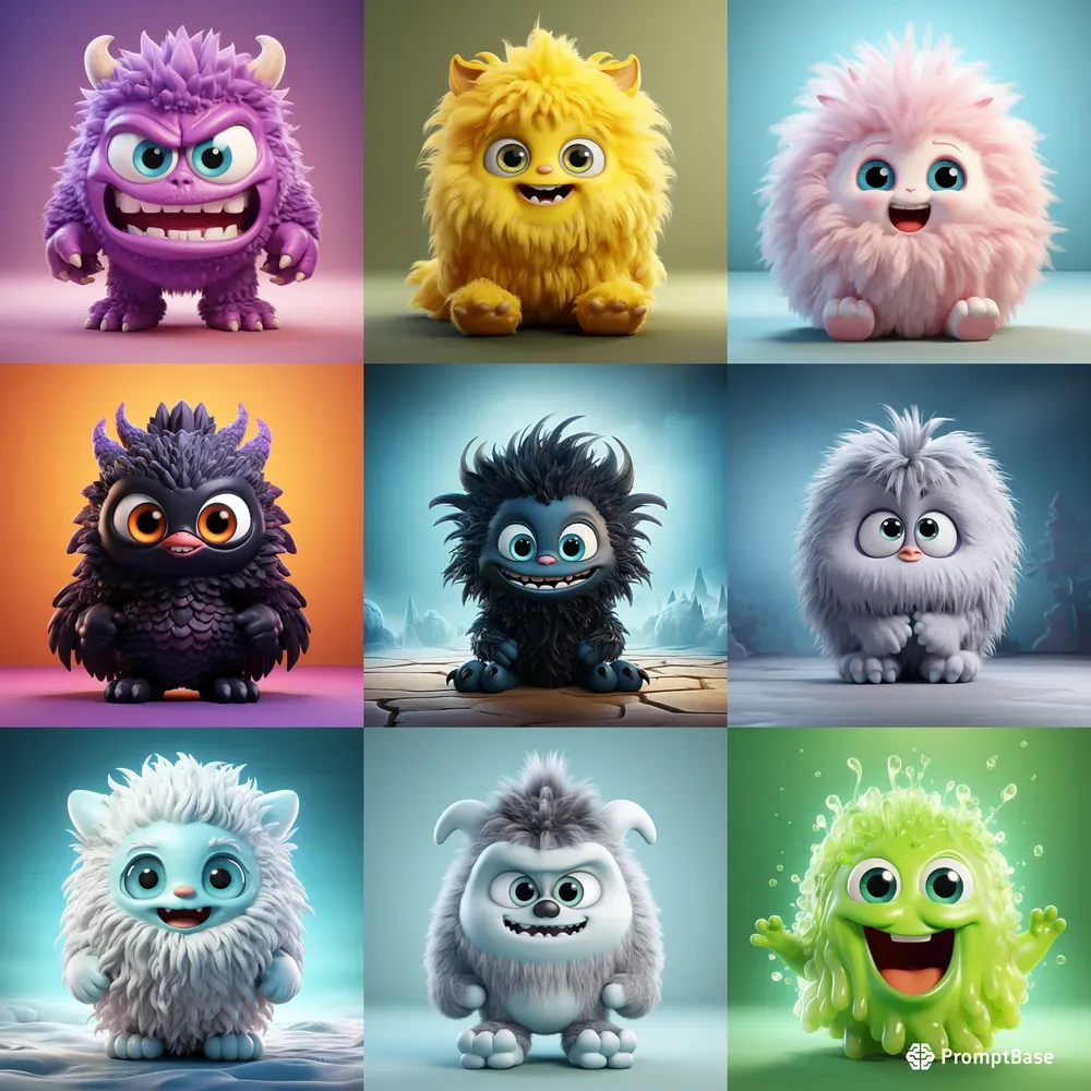 Cute 3D Monsters Avatars Midjourney Prompt | PromptBase