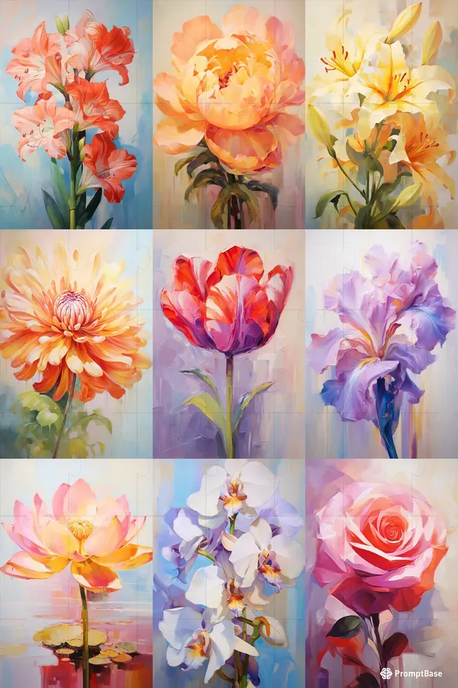 Beautiful Flower Oil Paintings Midjourney Prompt | PromptBase