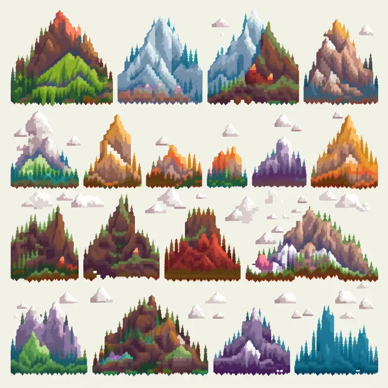 Retro Pixel Asset Sets Midjourney Prompt | PromptBase