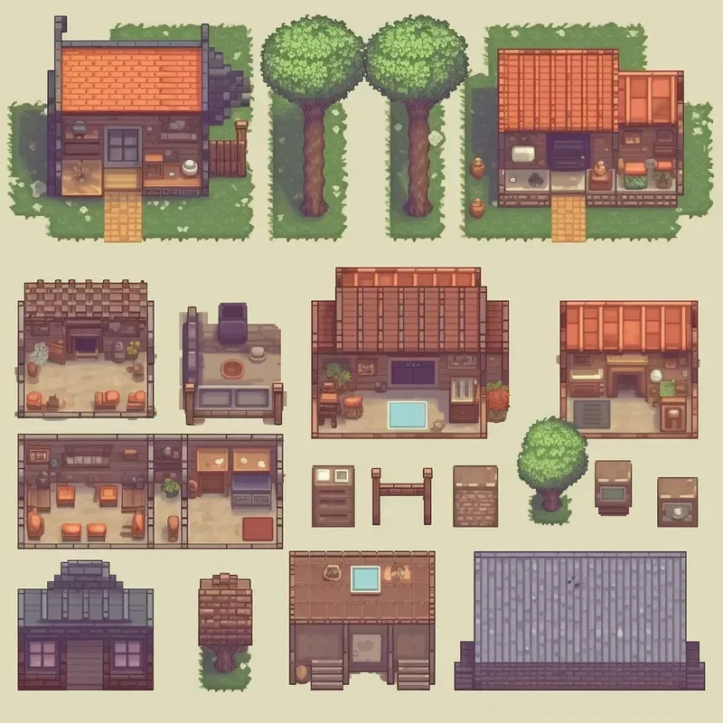 Retro Pixel Asset Sets Midjourney Prompt | PromptBase