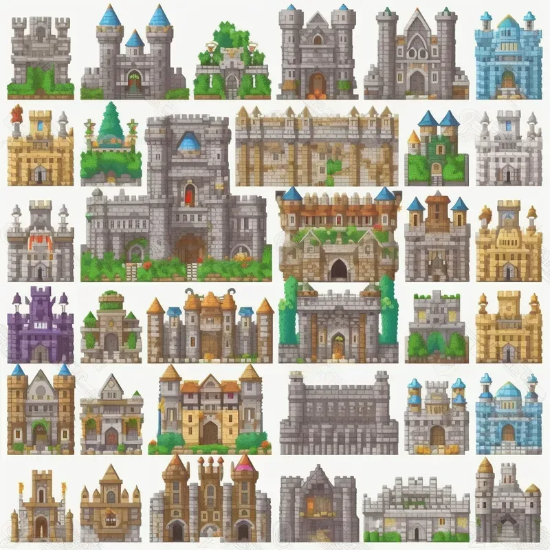 Retro Pixel Asset Sets Midjourney Prompt | PromptBase